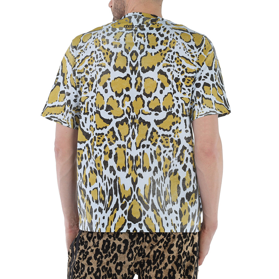 Roberto Cavalli Men's Sun Bleached Lynx Print Cotton Jersey T-shirt ...