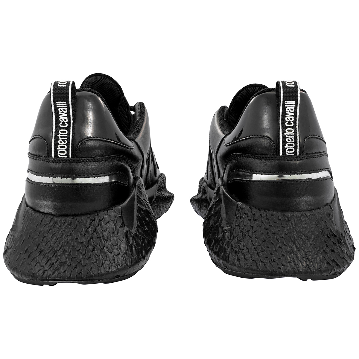 Roberto Cavalli Men's V1PER Black Calf Leather Sneakers, Brand Size 43 ...