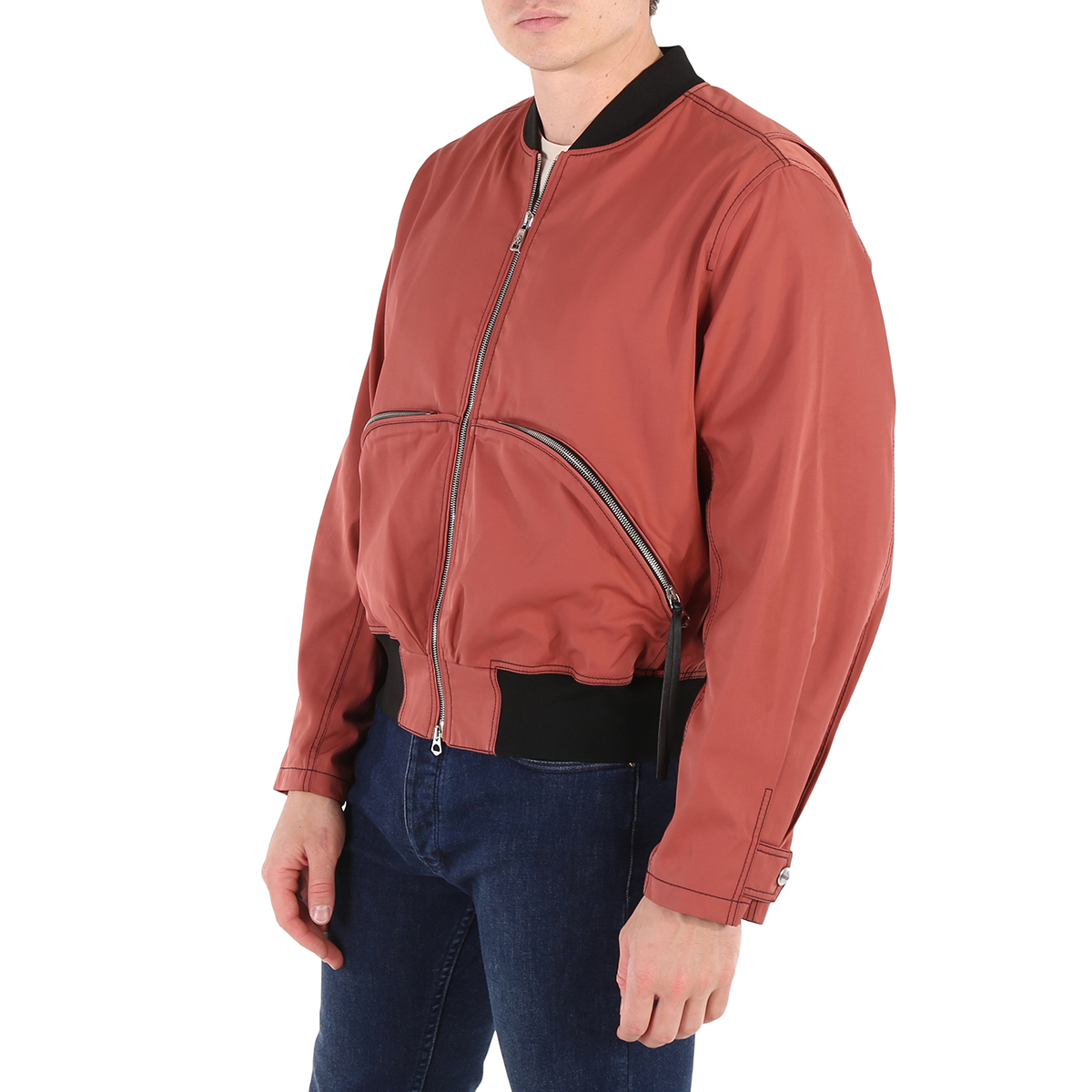 Roberto Cavalli Men's Venetian Red Brick Shell Bomber Jacket, Brand ...