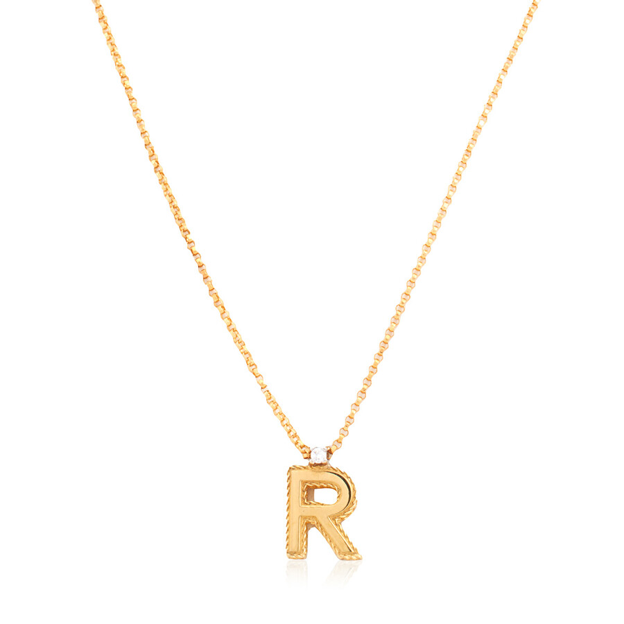 Roberto Coin Princess 18K Yellow Gold Diamond Initial Necklace, R ...