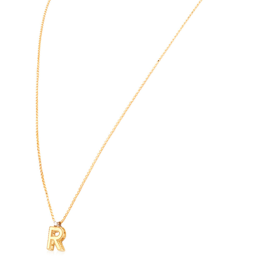 Roberto Coin Princess 18K Yellow Gold Diamond Initial Necklace, R ...
