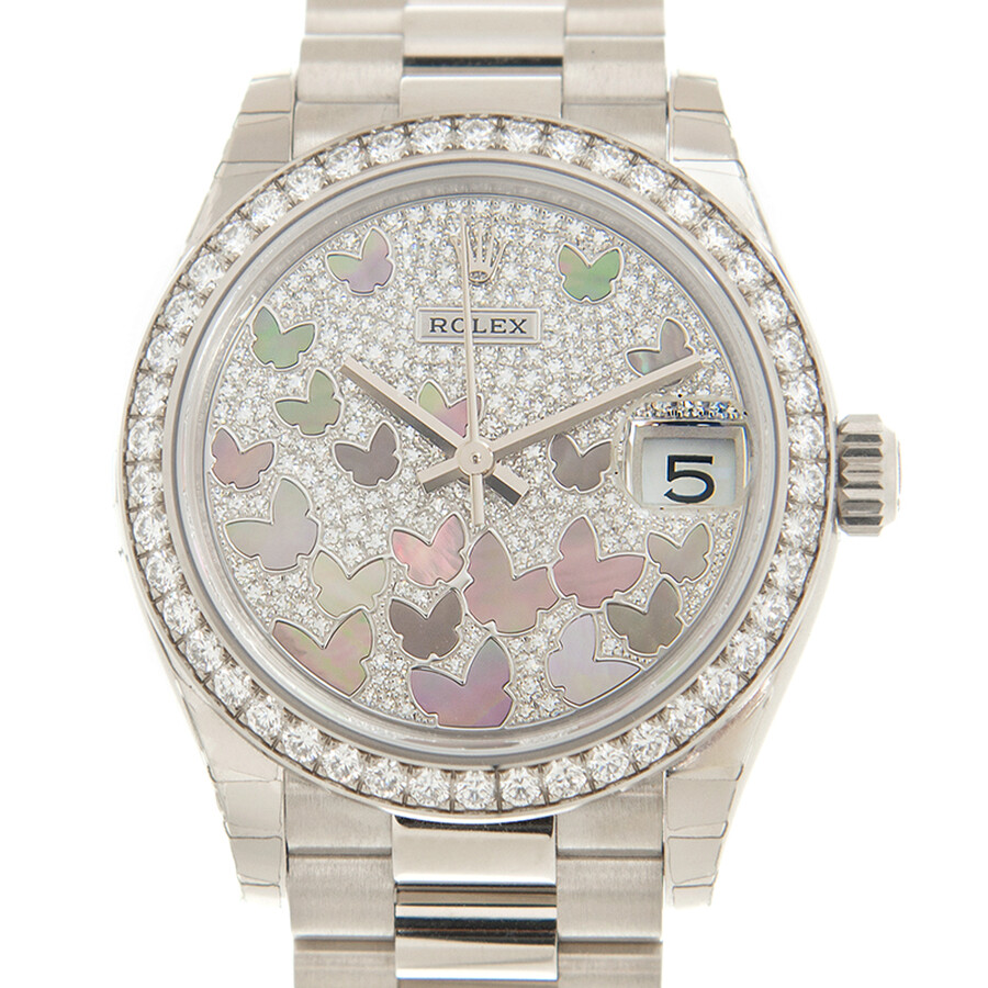 Rolex Datejust 31 Diamond Pave Dial Ladies 18kt White Gold President ...