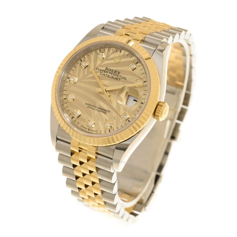 Rolex Datejust 36 Golden Palm-Motif Diamond Dial Automatic Men's Steel and 18KT Yellow Gold ...