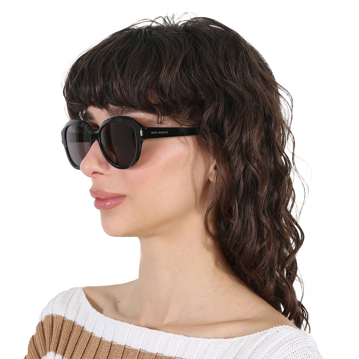 Saint Laurent Black Round Ladies Sunglasses SL 400 001 58 889652306988 ...