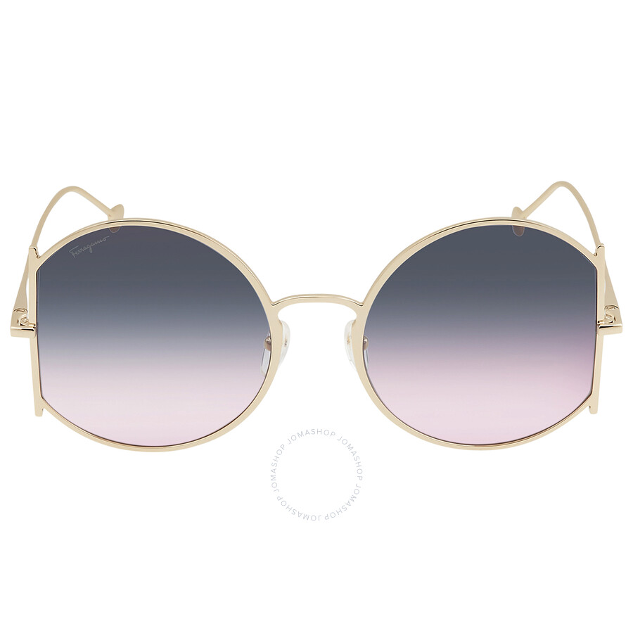 Salvatore Ferragamo Blue Rose Gradient Round Ladies Sunglasses Sf244s