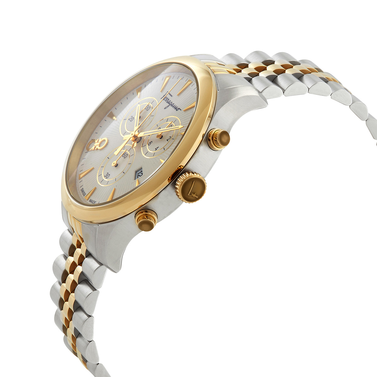 Ferragamo Duo Chronograph Quartz Silver Dial Two-Tone Men's Watch ...
