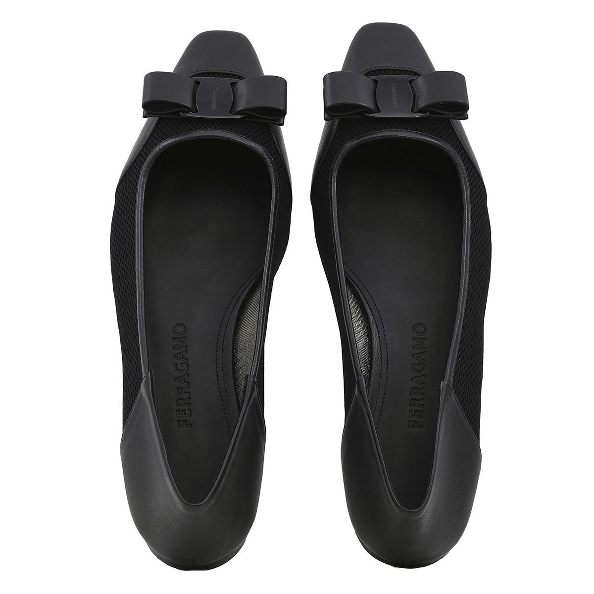 Ferragamo Salvatore Ferragamo Ladies Black Anz Vara Bow Bi-Material ...
