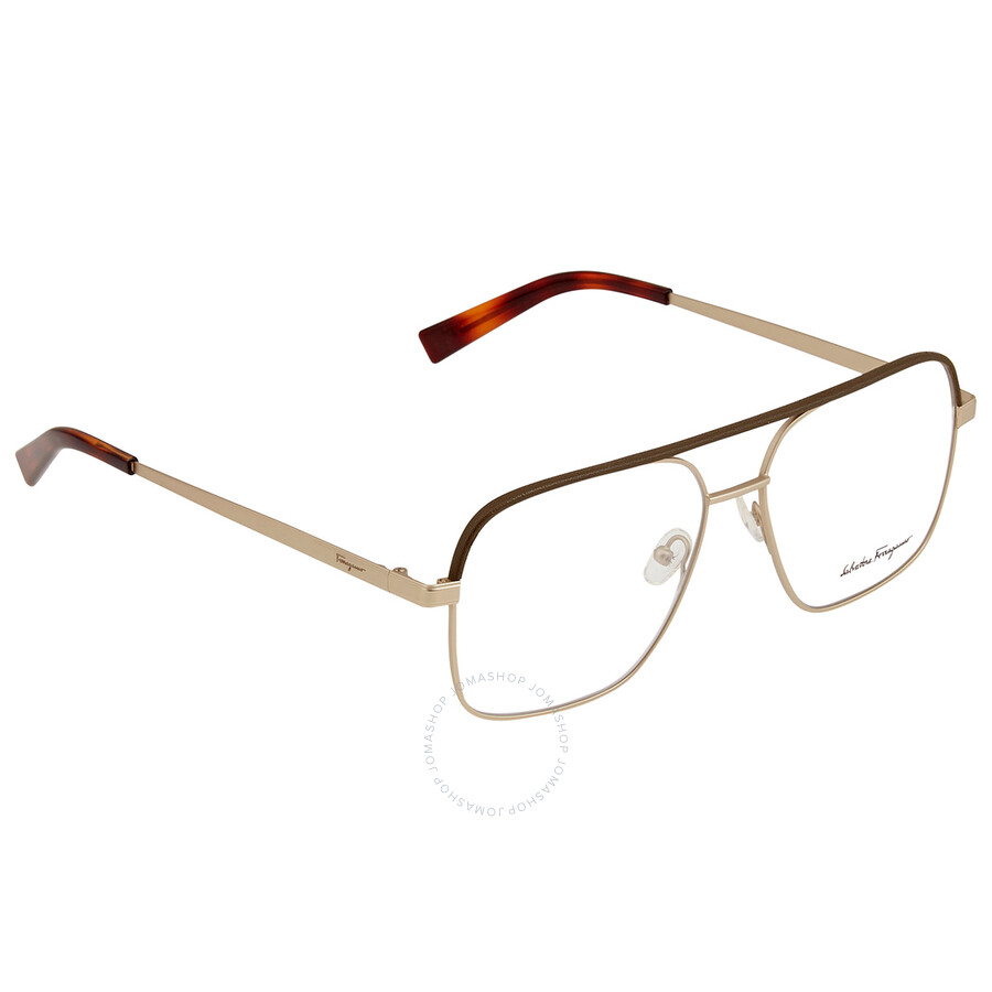 Salvatore Ferragamo Mens Gold Tone Pilot Eyeglass Frames Sf2199l73458