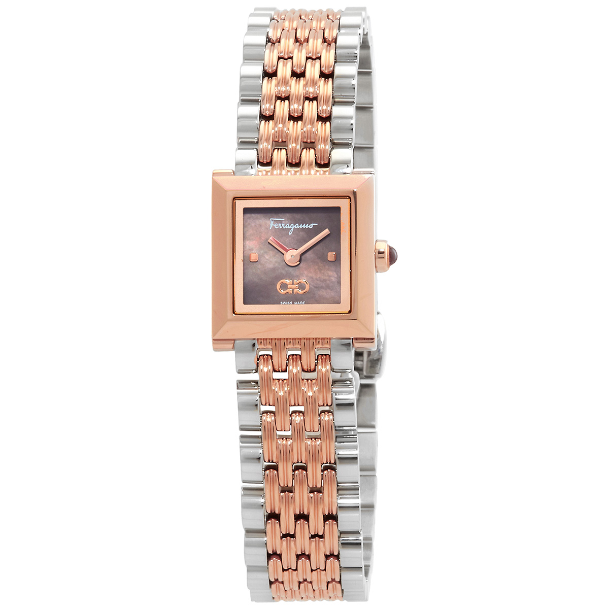 Ferragamo Square Quartz Brown Dial Two-Tone Ladies Watch SFYC01322 ...