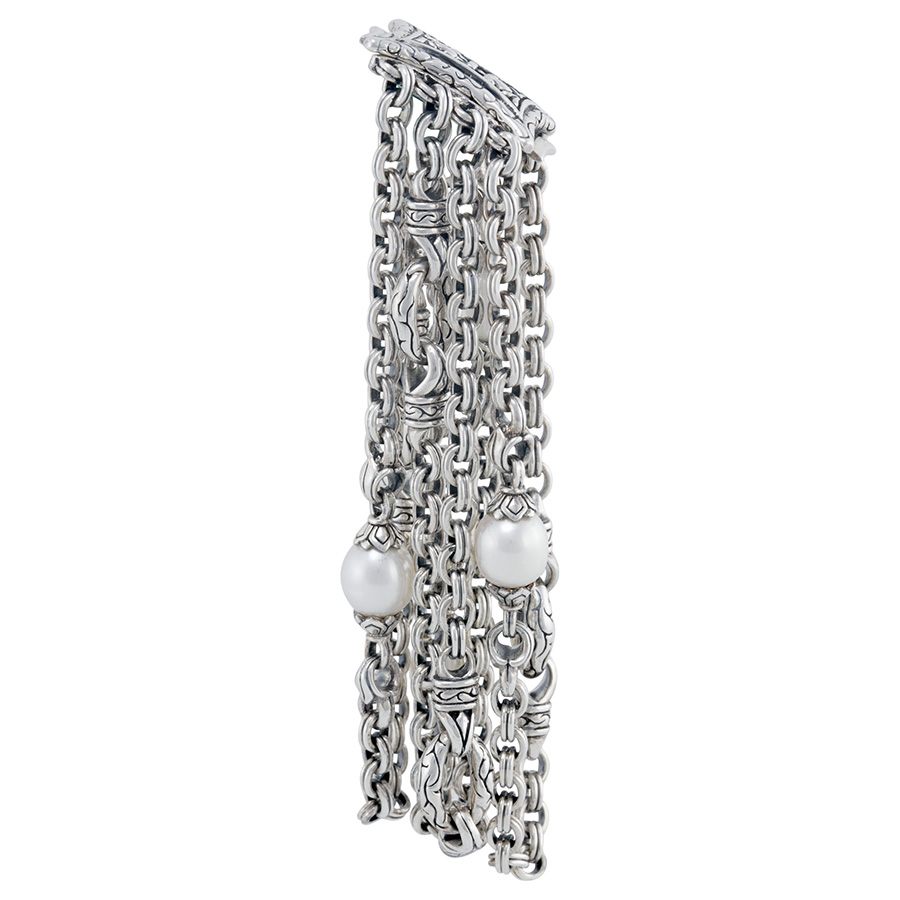 Scott Kay 4 Row Engraved Chain Pearl Bracelet B1718SPBPL75 845960047005 ...