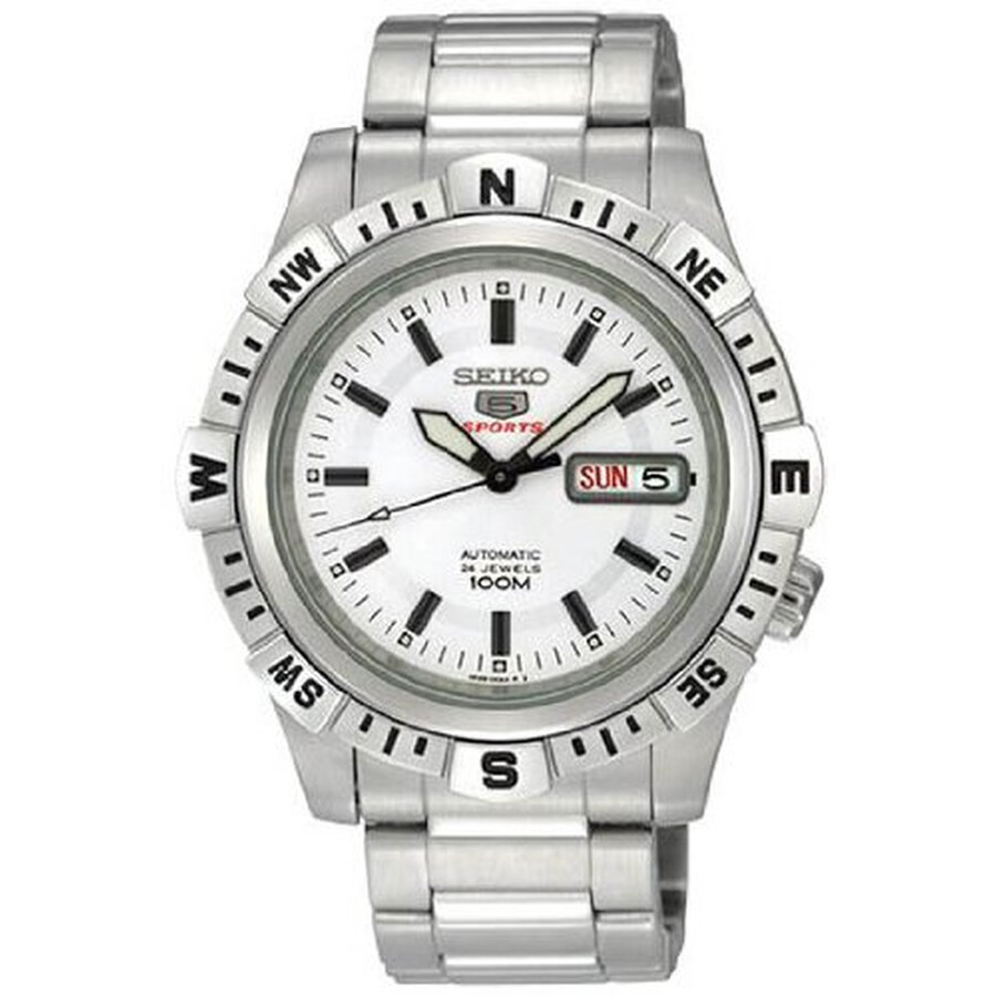 Seiko 5 Automatic White Dial Stainless Dteel Men's Watch SRP135 ...