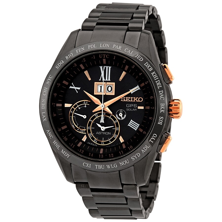 Seiko Astron World Time GPS Solar Black Dial Men's Watch SSE141J1 ...