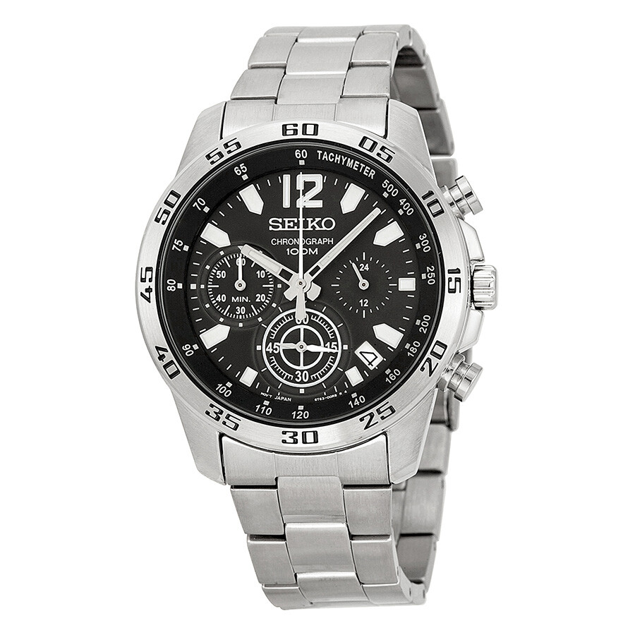 Seiko Chronograph Black Dial Stainless Steel Men's Watch SSB125 ...
