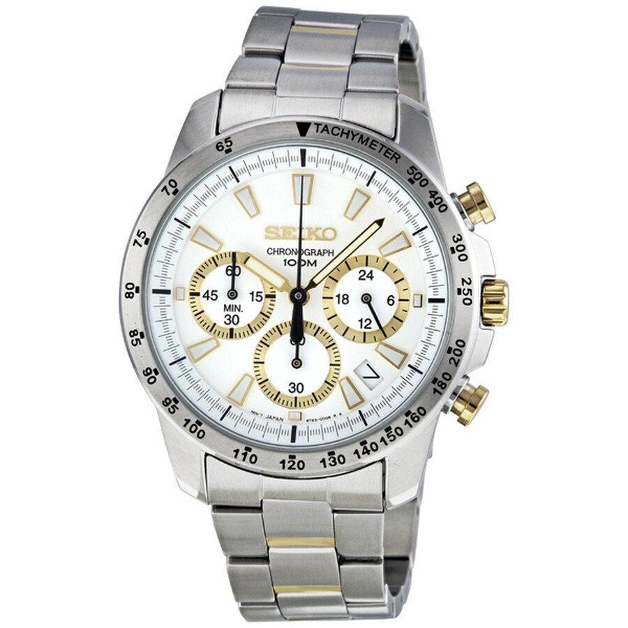 Seiko Chronograph White Dial Stainless Steel Men's Watch SSB029 ...