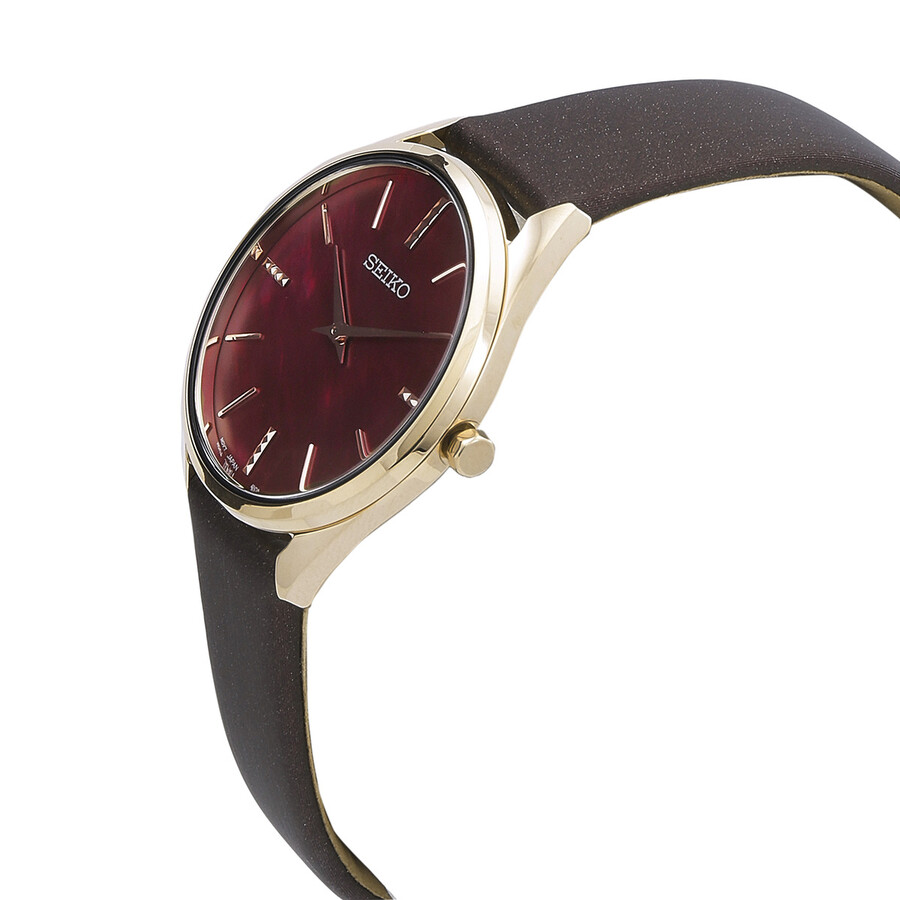Seiko Essentials Quartz Solar Burgundy-Red Dial Ladies Watch SWR082P1 4954628246110 - Watches ...