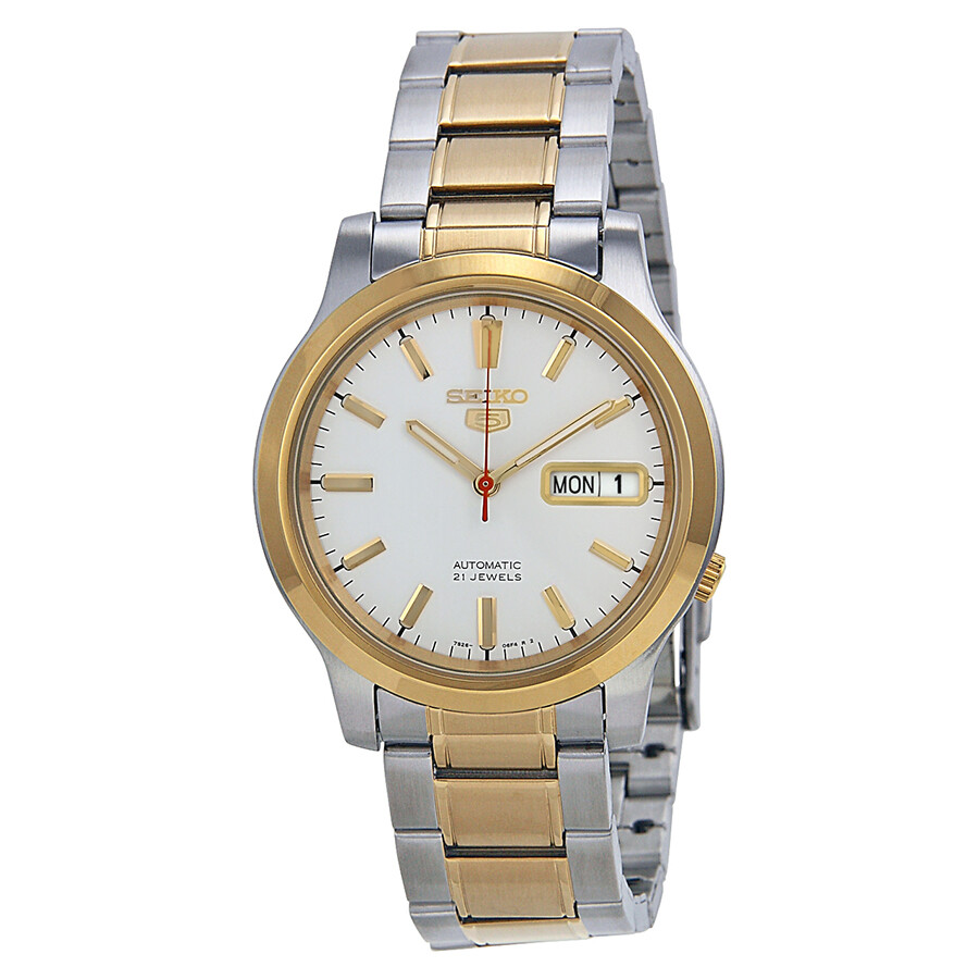 Seiko Series 5 White Dial Two-tone Men's Watch SNK790 0961613290212 - Watches, Stainless Steel ...