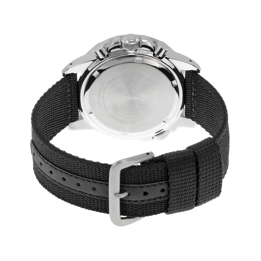 Seiko Solar Chronograph Black Dial Stainless Steel Black Nylon Men's ...