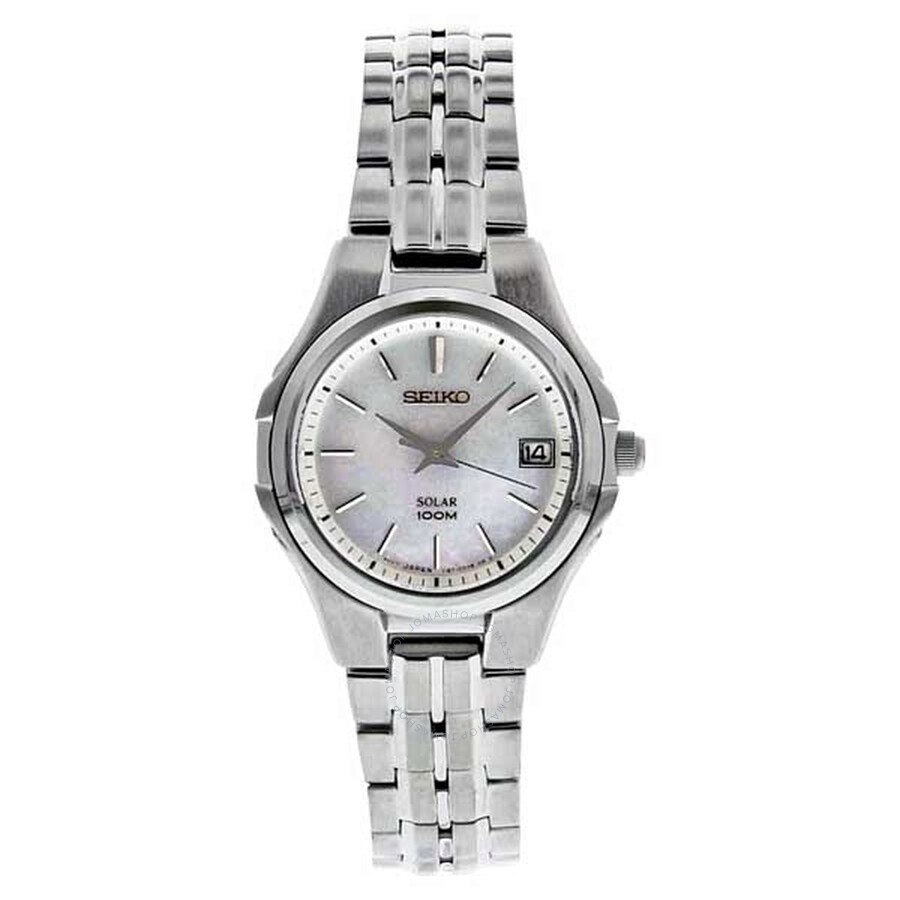 Seiko Solar Mother Of Pearl Dial Stainless Steel Ladies Watch Sut047