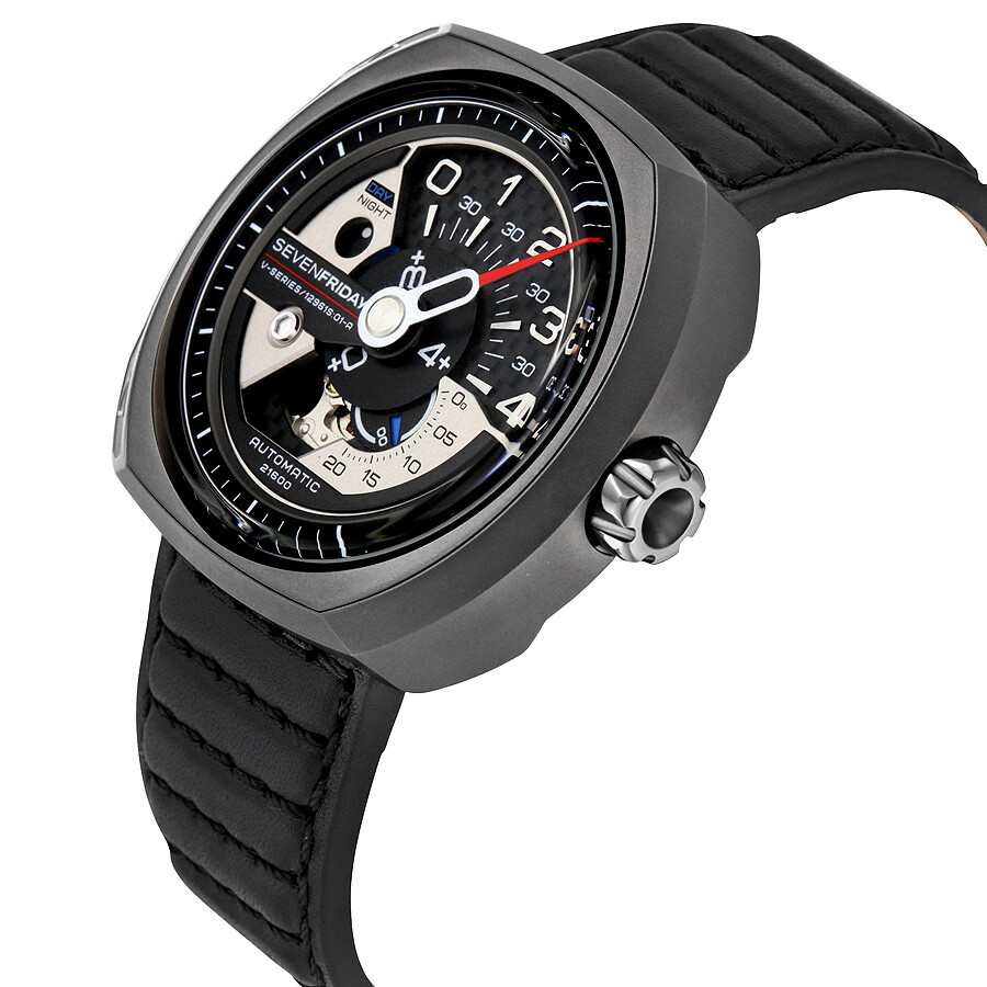 Sevenfriday V-Series Automatic Black Leather Men's Watch V3-1 V3/1 ...