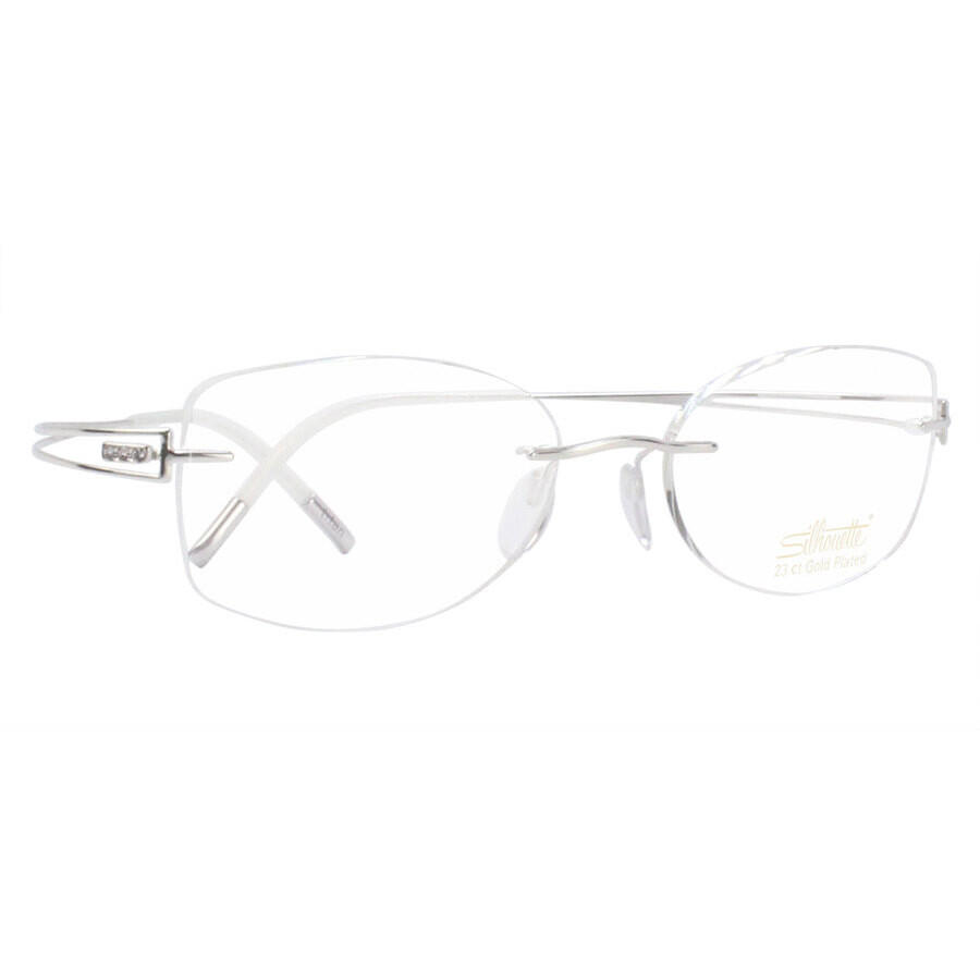Silhouette Ladies Silver Tone Rectangular Eyeglass Frames S4489/00 6050 ...