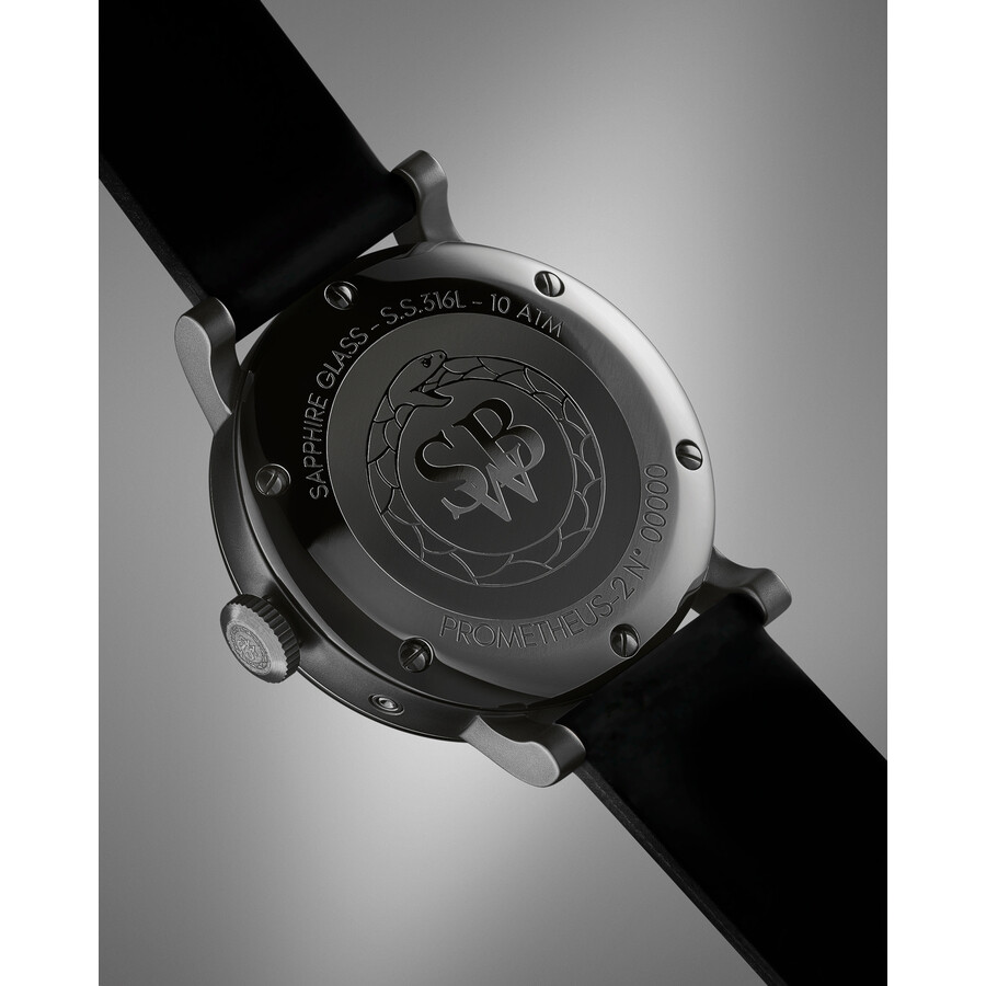 Stefano Braga Prometheus Quartz Moon Phase Black Dial Men's Watch ...