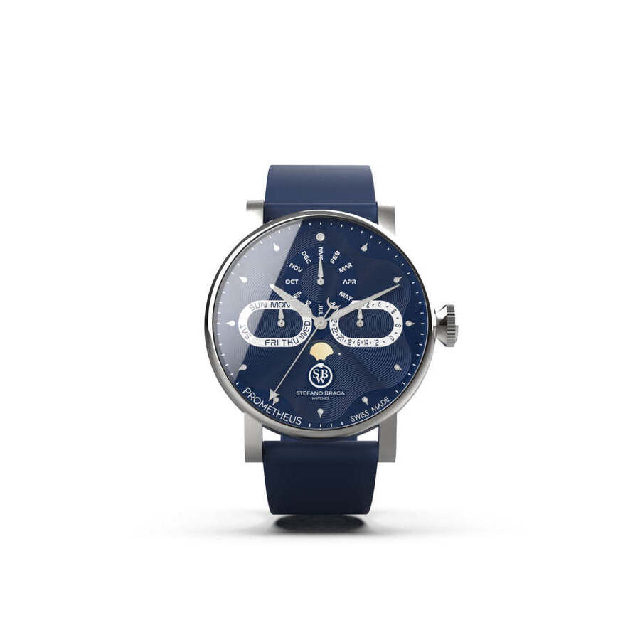 Stefano Braga Prometheus Quartz Moon Phase Blue Dial Men's Watch ...
