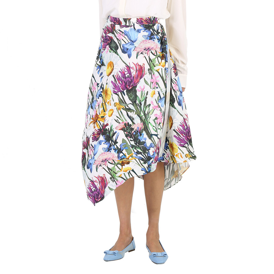 Stella Mccartney Ladies Asymmetric Floral Print Midi Skirt, Brand Size 42 (US Size 8) 630024 ...