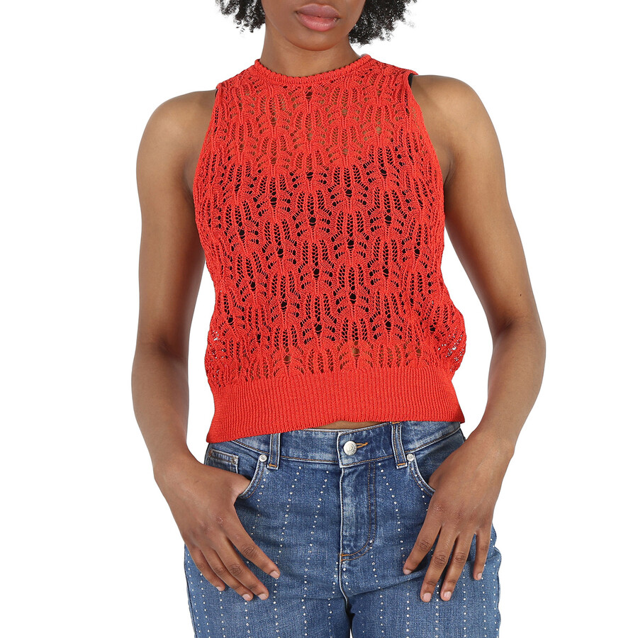 Stella Mccartney Ladies Bright Red Pointelle Stitch Top, Brand Size 40 ...