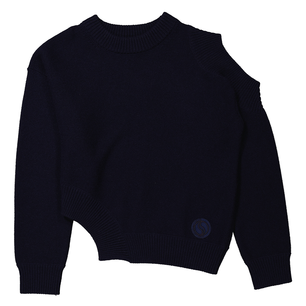 Stella Mccartney Navy Regenerated Asymmetric Cold-Shoulder Jumper ...