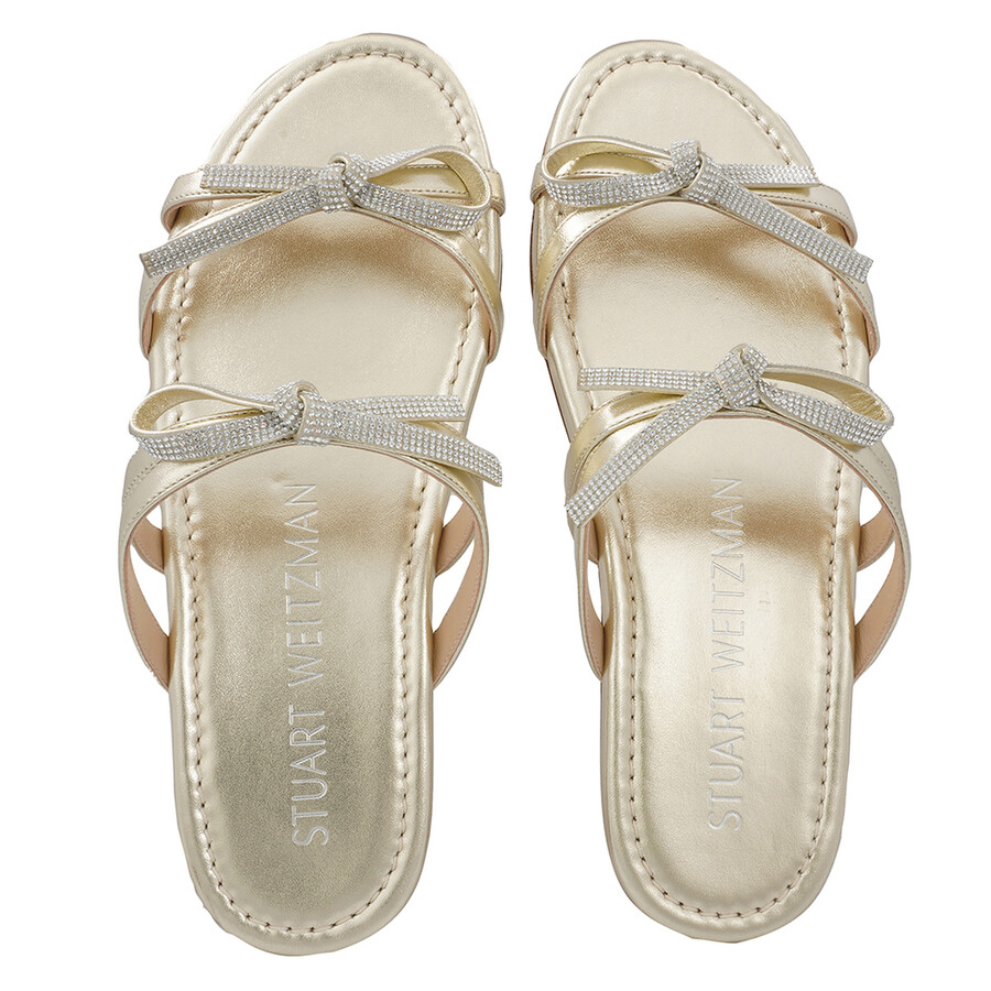 Stuart Weitzman Ladies Platino SW Bow Slides, Brand Size 36 ( US Size 5 ...