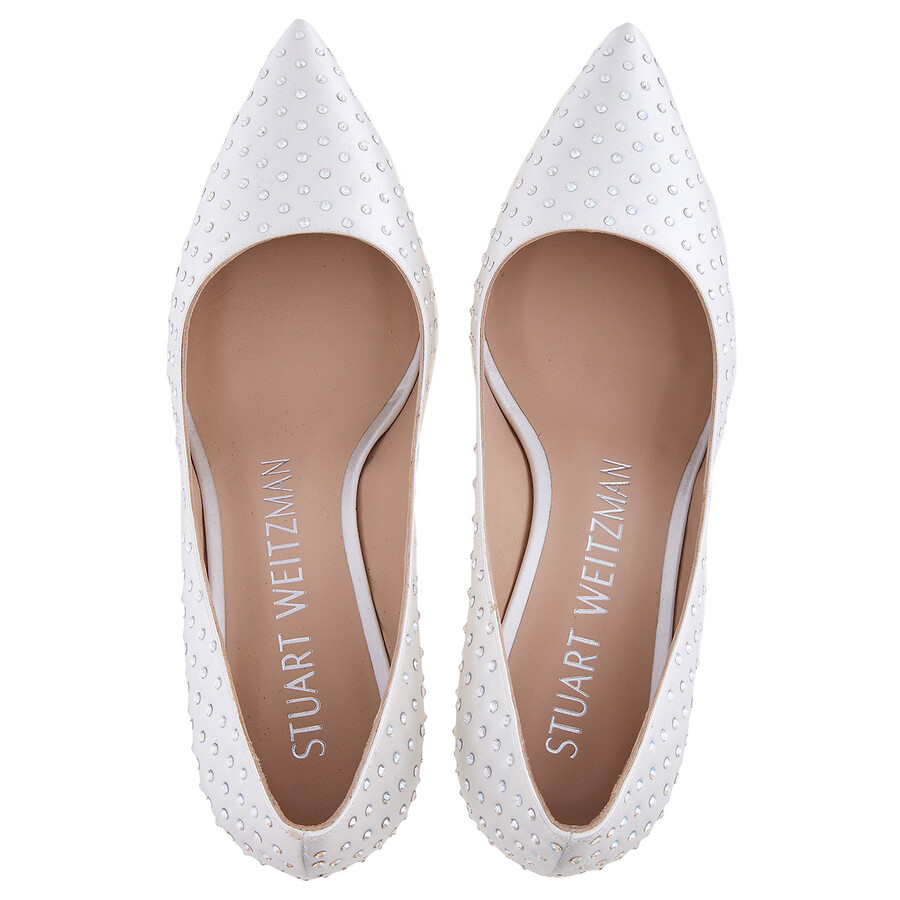 Stuart Weitzman Ladies White Forever Crystal 75 Pumps, Brand Size 35 ...