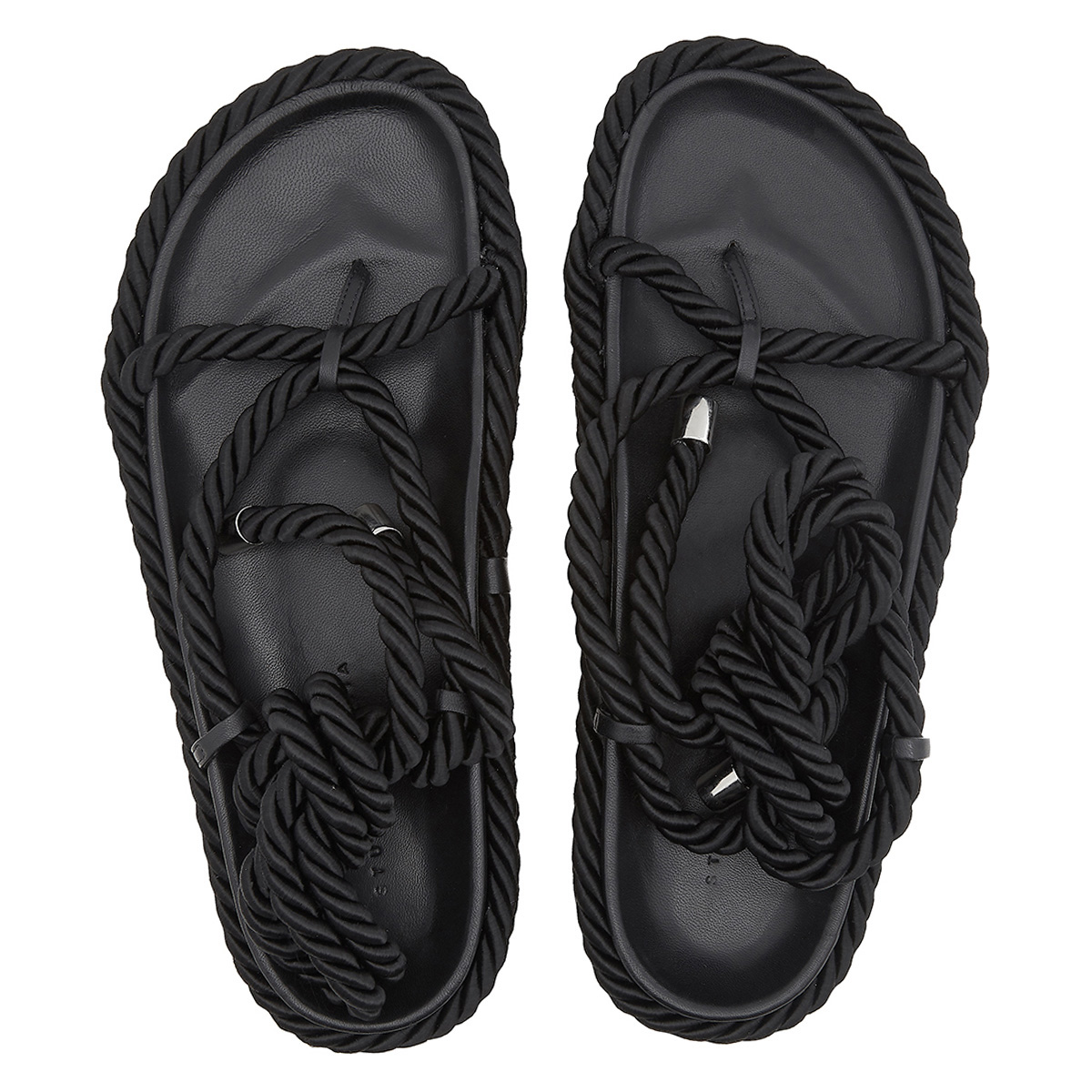 Studio Amelia Ladies Black Tether Flat Sandals, Brand Size 39 ( US Size ...