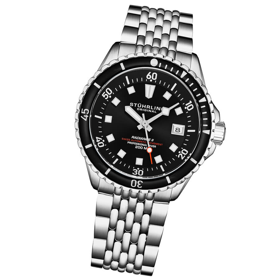 Stuhrling Original Depthmaster Automatic Black Dial Men's Watch M18010 ...