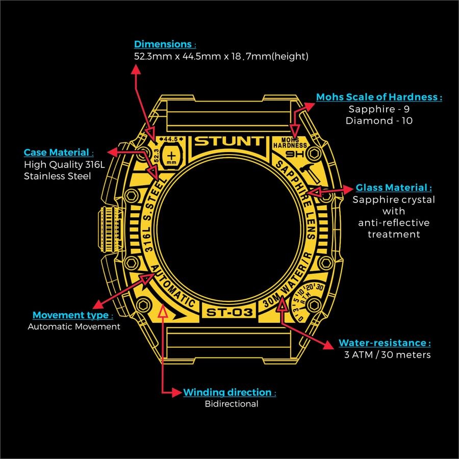 Stunt The Cliffhanger Black Dial Men's Watch ST-03 SRR - Watches, The ...