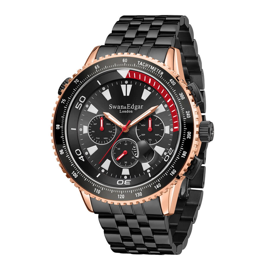 Swan & Edgar Lap Timer Automatic Black Dial Men's Watch SE01412 ...