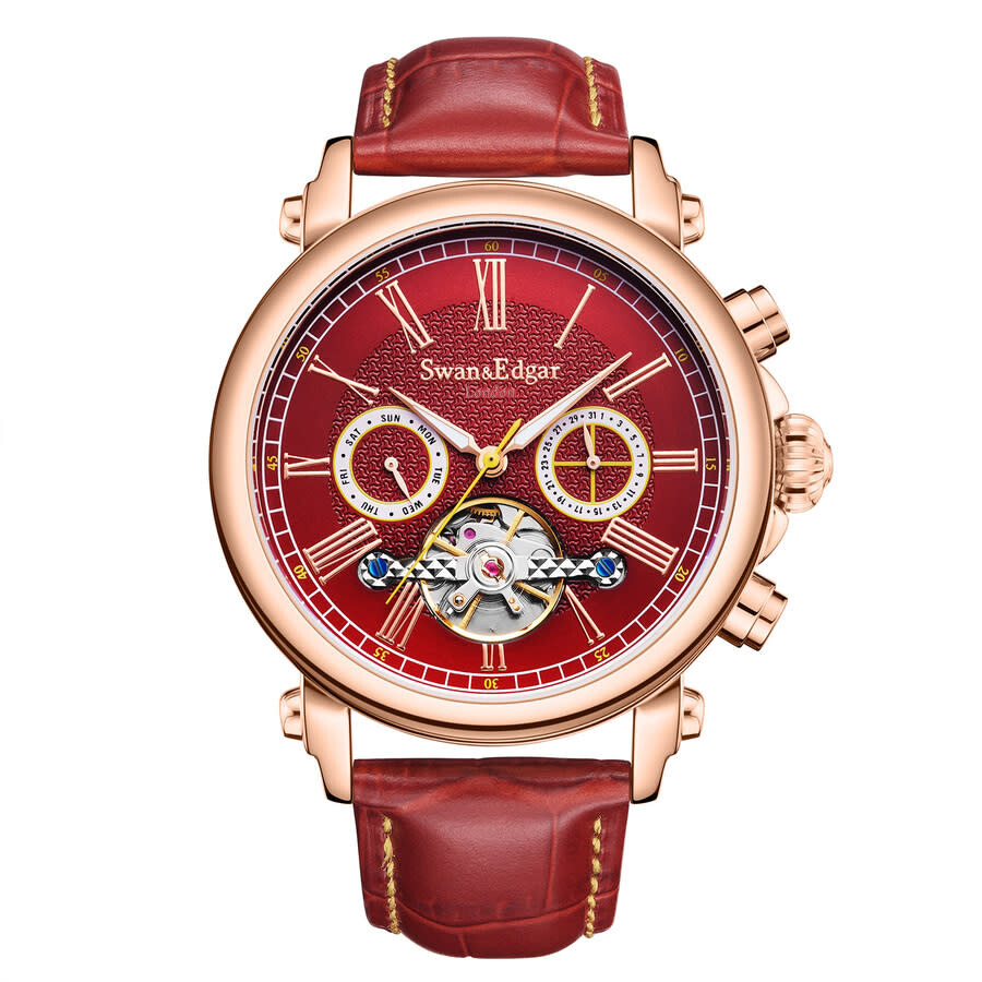 Swan & Edgar Scholar Automatic Red Dial Men's Watch SE1901 756839758864 ...