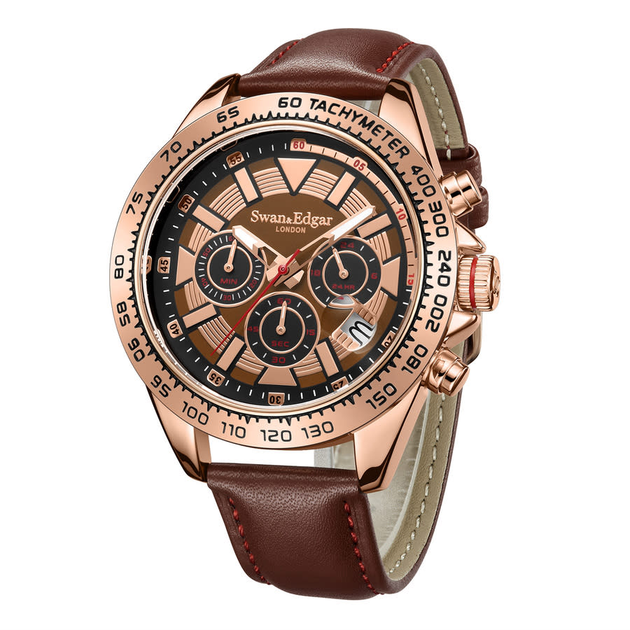 Swan & Edgar Speed Tracker Chronograph Automatic Brown Dial Men's Watch ...