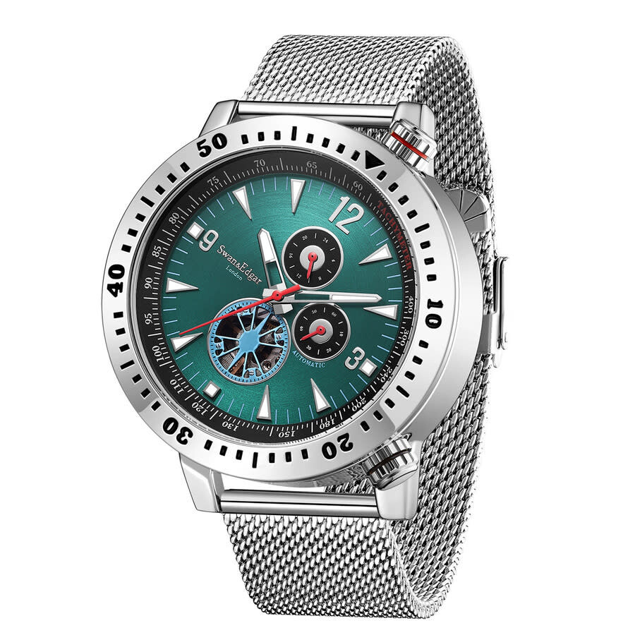 Swan & Edgar Vantage Timer Chronograph Automatic Green Dial Men's Watch ...