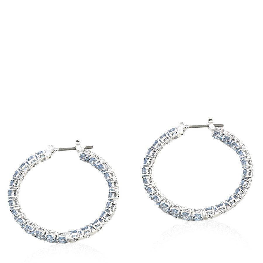 Swarovski Blue Rhodium Plated Round Cut Matrix Hoop Earrings 5647446 ...