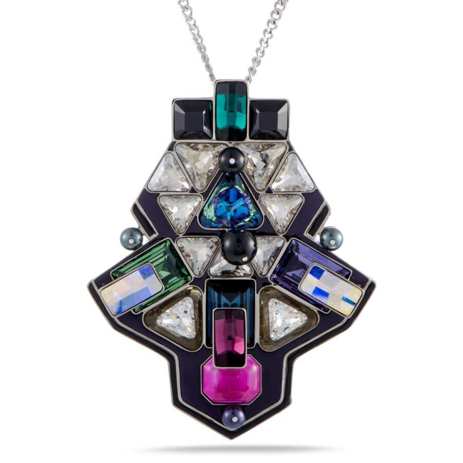 Swarovski Buzz Multicolor Geometric Crystal Pendant Long Chain Necklace ...