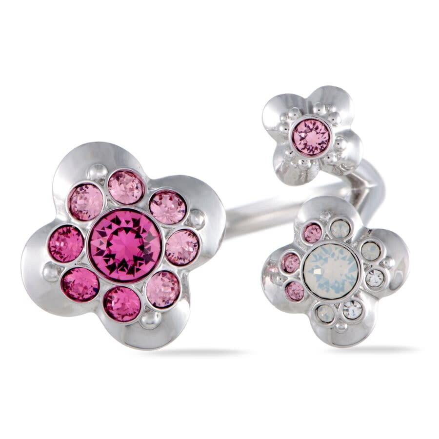 Swarovski Cherie Pink and Clear Crystal Open Flower Ring 5111320 -675 ...