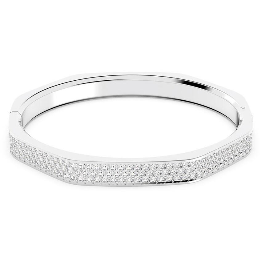 Swarovski Dextera White Rhodium Plated Octagon Shape Bangle, Size L ...