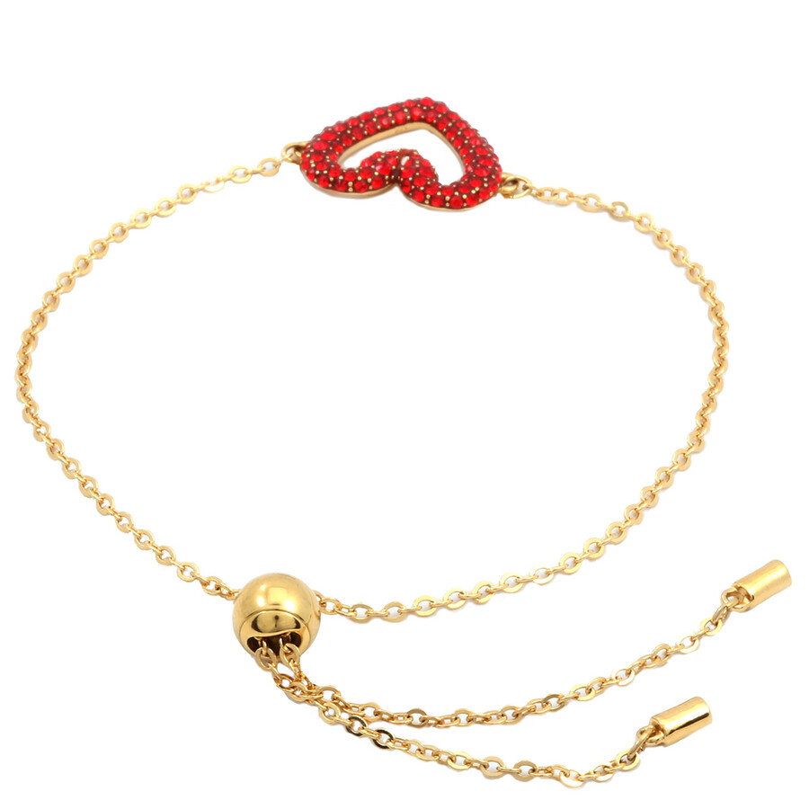 Swarovski Gold-Tone Plated Red Heart Una Bracelet 5649006 - Jewelry ...