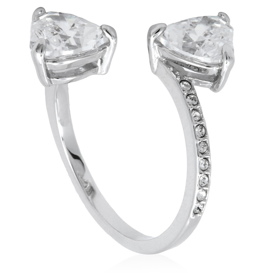Swarovski Ladies Attract Soul Ring Heart, White, Rhodium Plated, Size ...