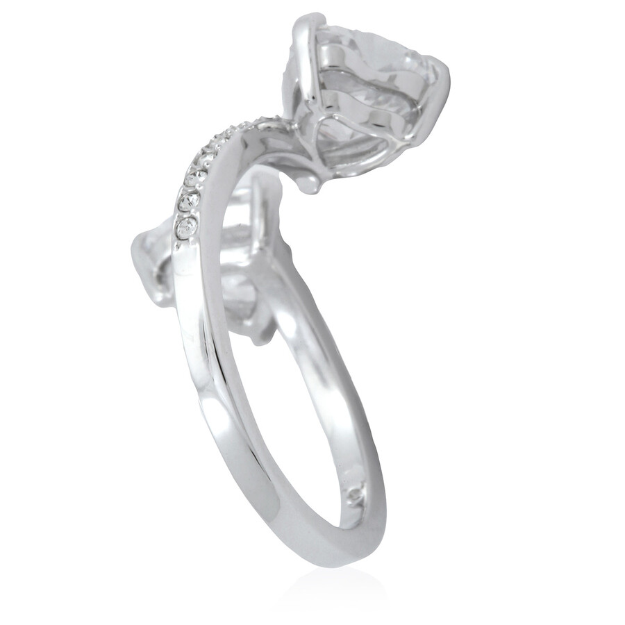 Swarovski Ladies Attract Soul Ring Heart, White, Rhodium Plated, Size ...