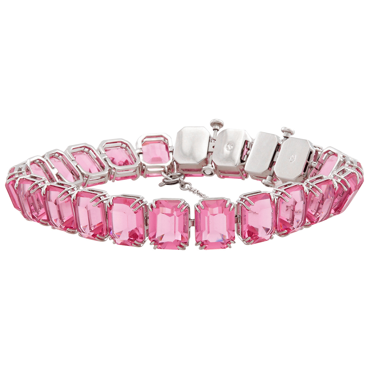 Swarovski Ladies Pink Millenia Rhodium Plated Octagon Cut Bracelet ...