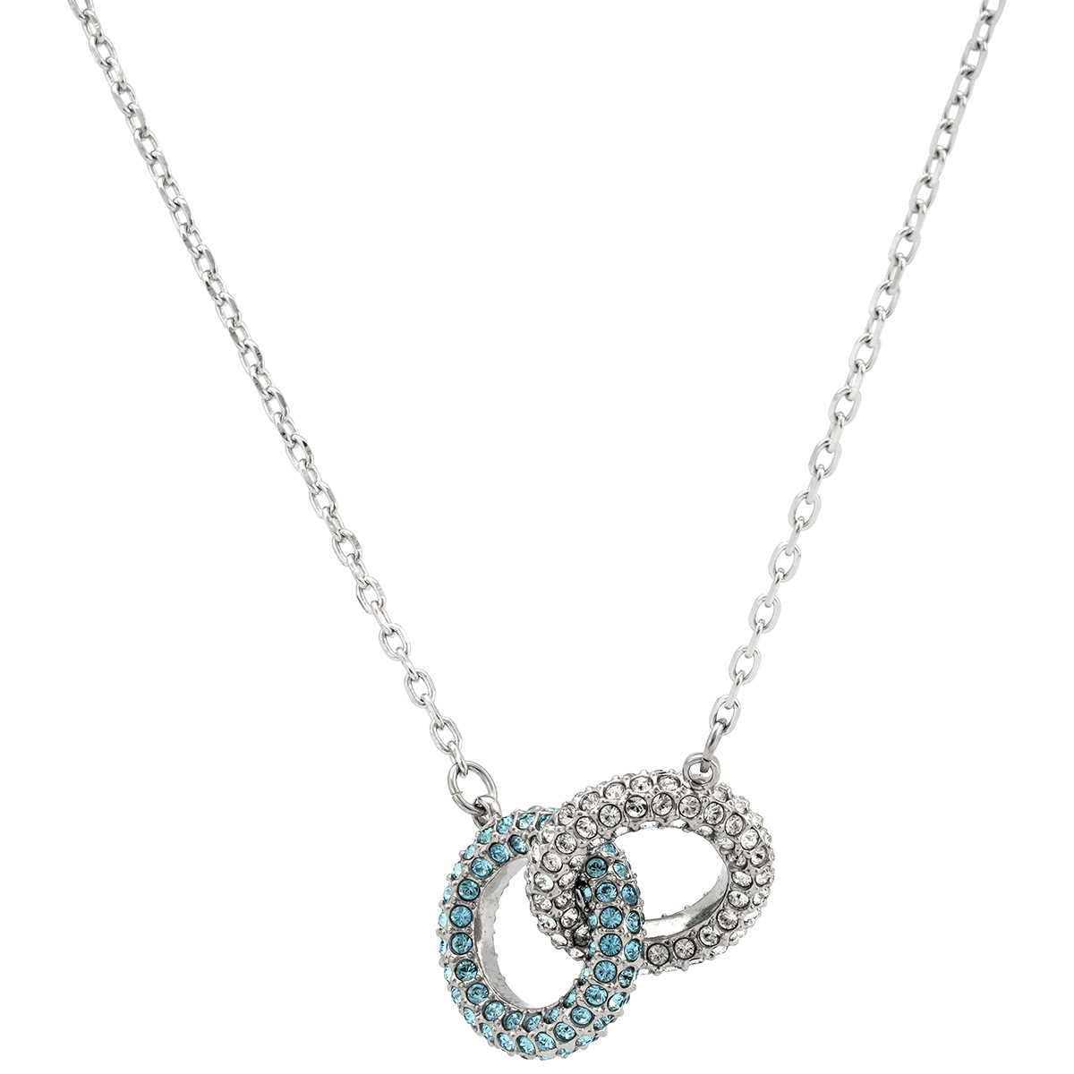 Swarovski Ladies Rhodium Plated Pave Intertwined Circles Stone Necklace ...