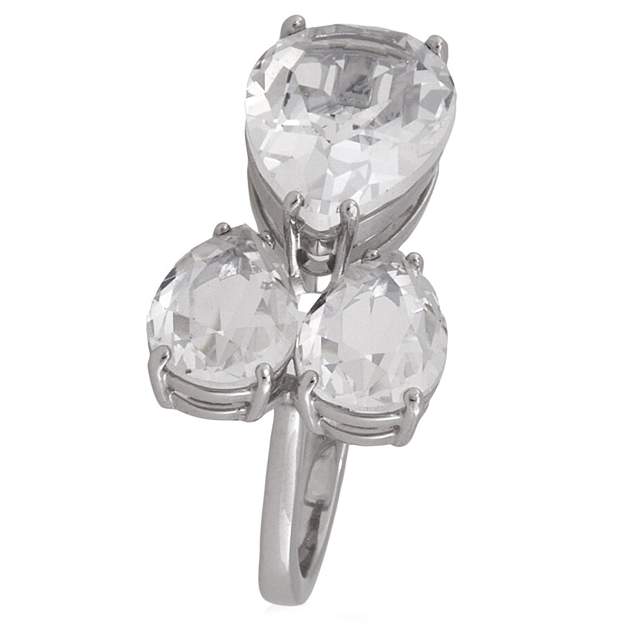 Swarovski Rhodium Plate Millenia Pear Cut Crystal Cocktail Ring, Size ...