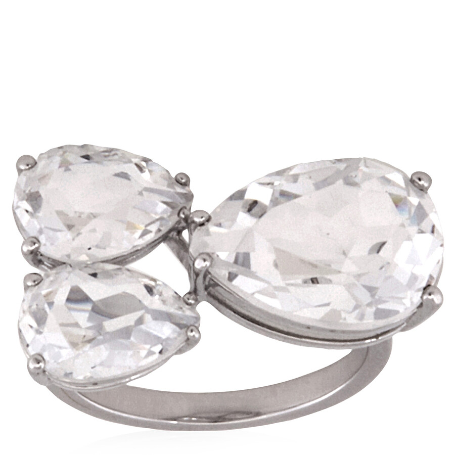 Swarovski Rhodium Plate Millenia Pear Cut Crystal Cocktail Ring, Size ...