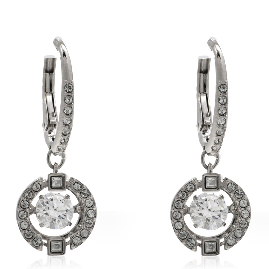 Swarovski Rhodium Plated White Sparkling Dance Pierced Earrings 5504652 ...